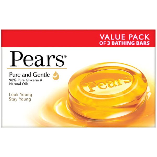 Pears Pure & Gentle Bathing Soap Bar 125 g (Pack of 3)